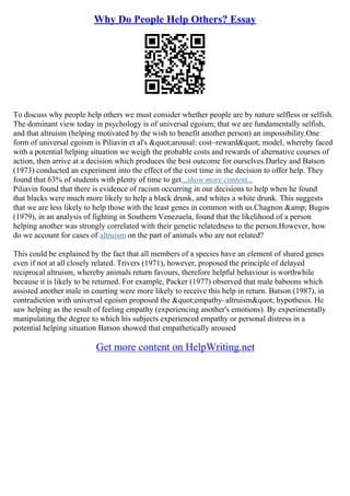 Essays On Helping Others | PDF | Personal Finance