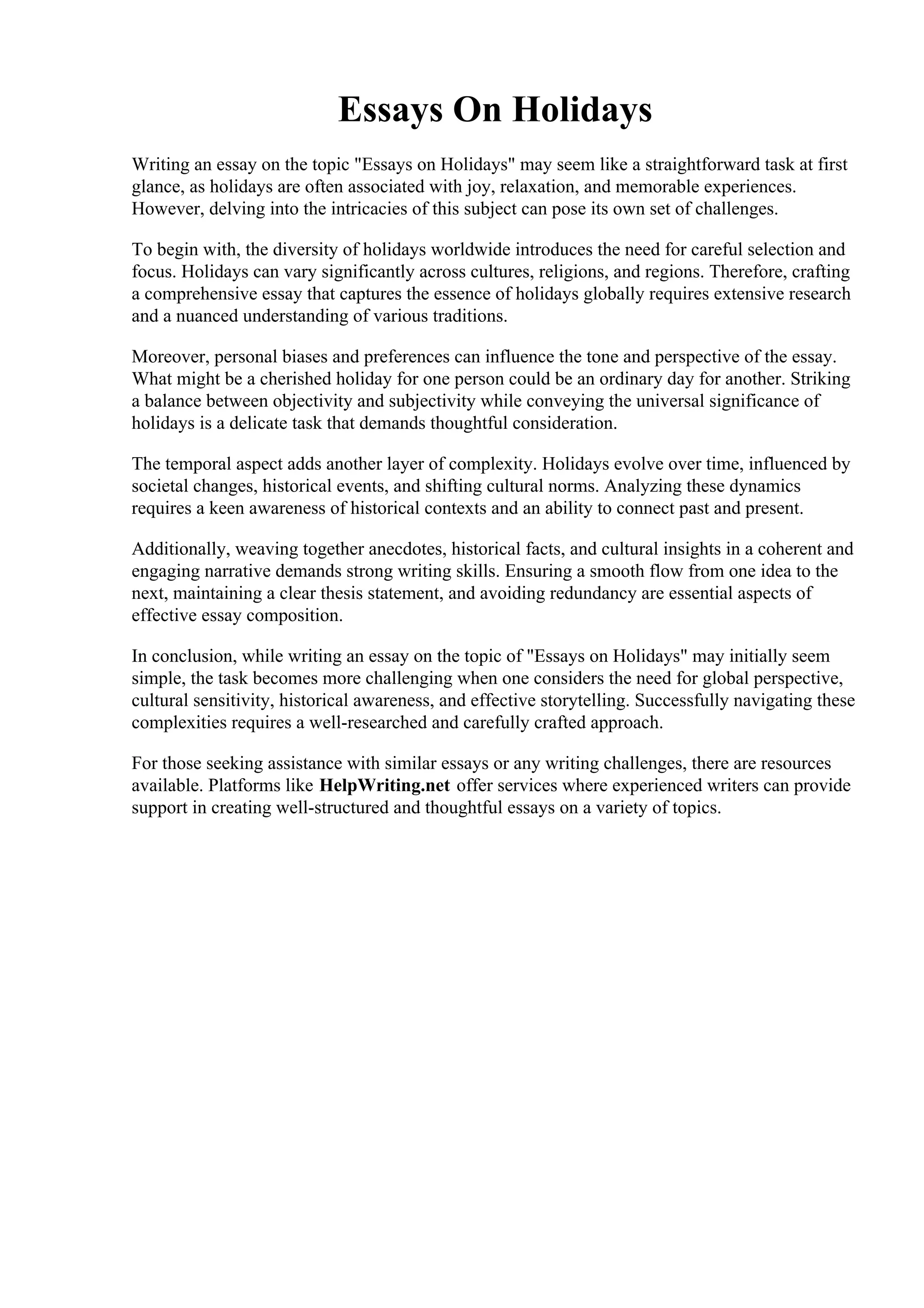 Essays On Holidays. ESSAY 001 My best holiday - ESL worksheet by ...