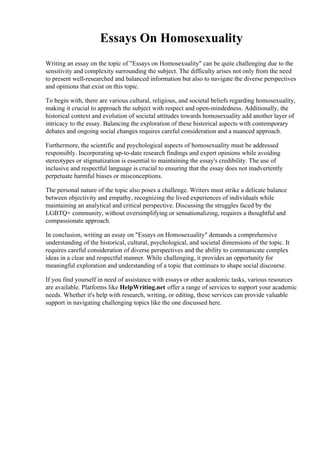 Essays On Homosexuality | PDF