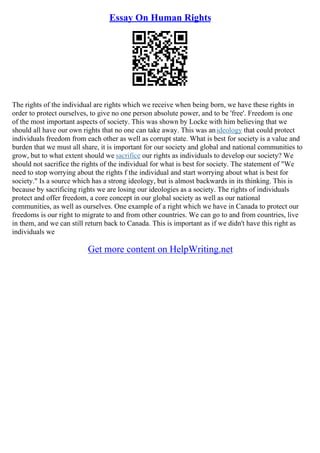 Essays On Human Rights | PDF