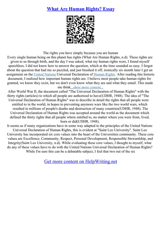 Essays On Human Rights | PDF