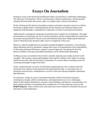 Essays On Journalism | PDF