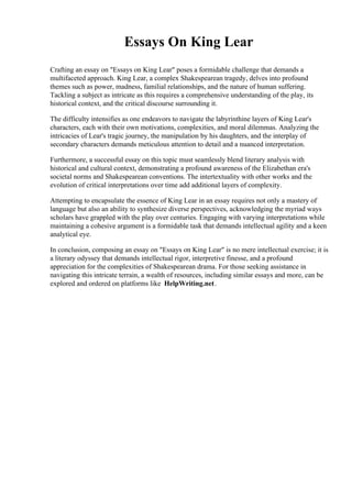 Essays On King Lear.pdf | Fiction | Books and Literature