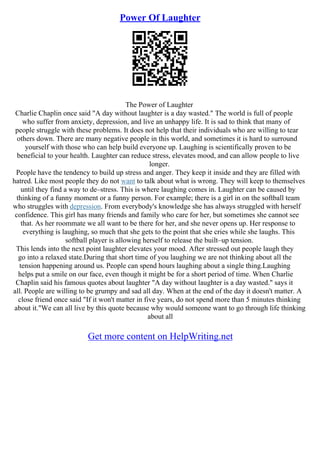 Essays On Laughter | PDF | Mental Health | Diseases and Conditions
