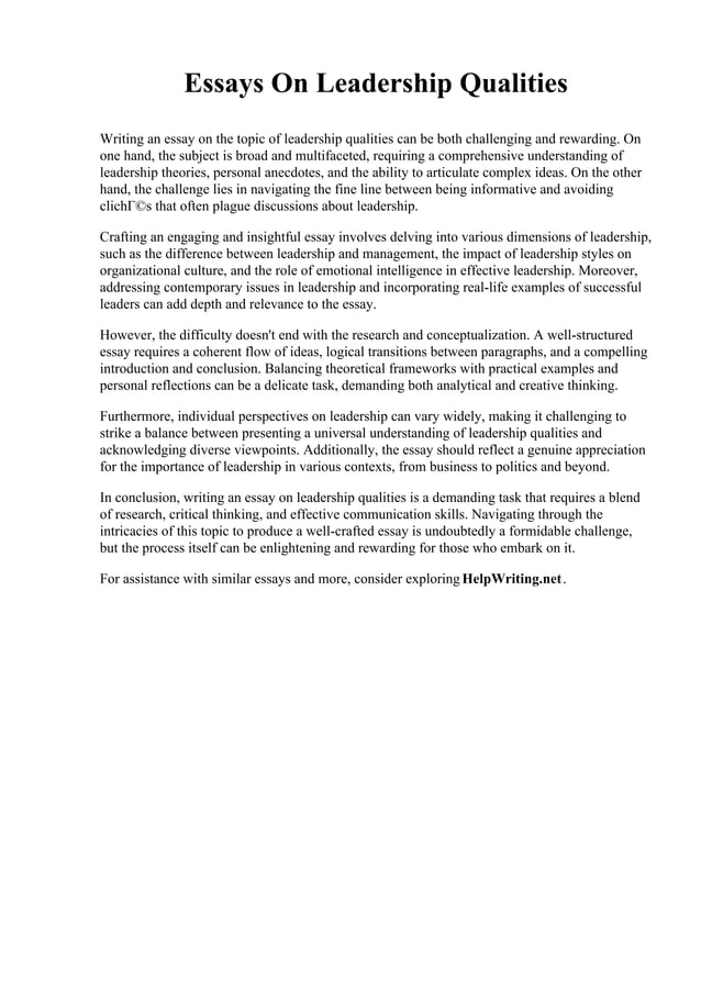 Essays On Leadership Qualities.pdf | Education