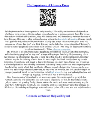 Essays On Literacy | PDF