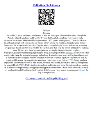 Essays On Literacy | PDF
