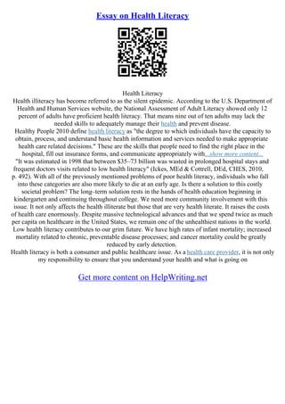 Essays On Literacy | PDF