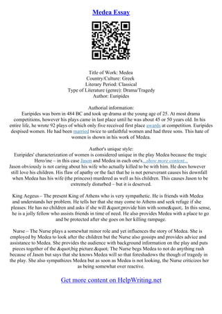 Essays On Medea | PDF