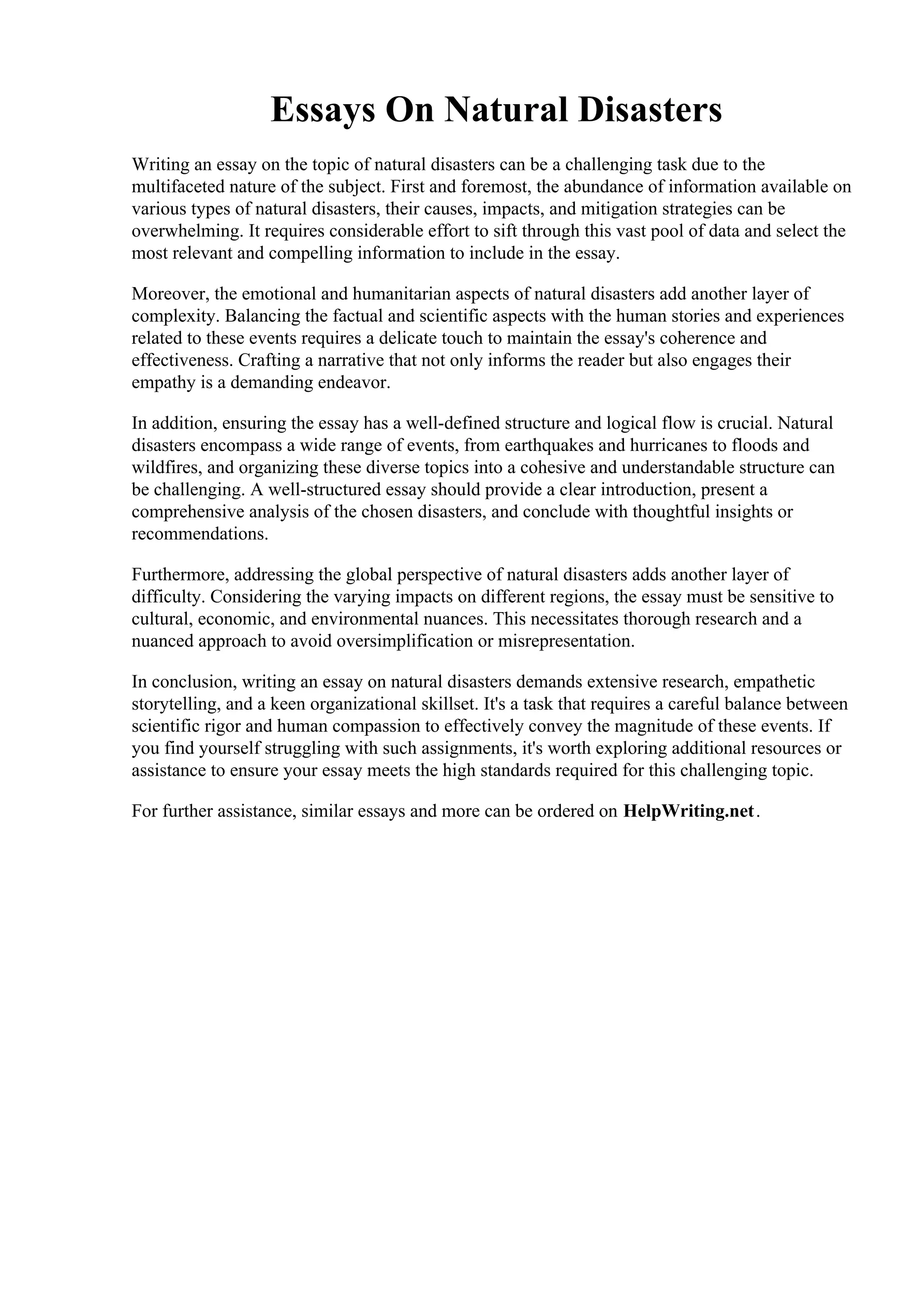 Essays On Natural Disasters | PDF