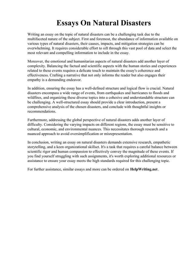 Essays On Natural Disasters | PDF