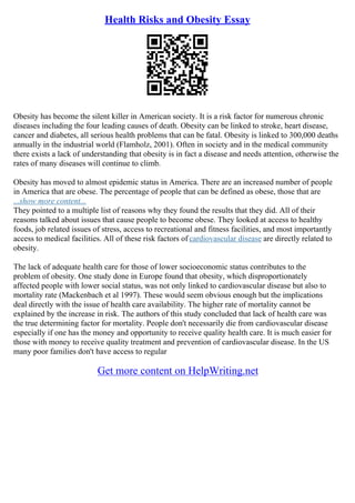 Essays On Obesity | PDF