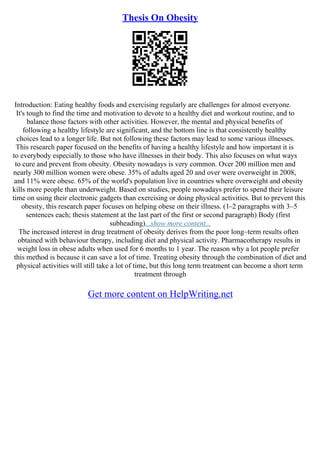 Essays On Obesity | PDF