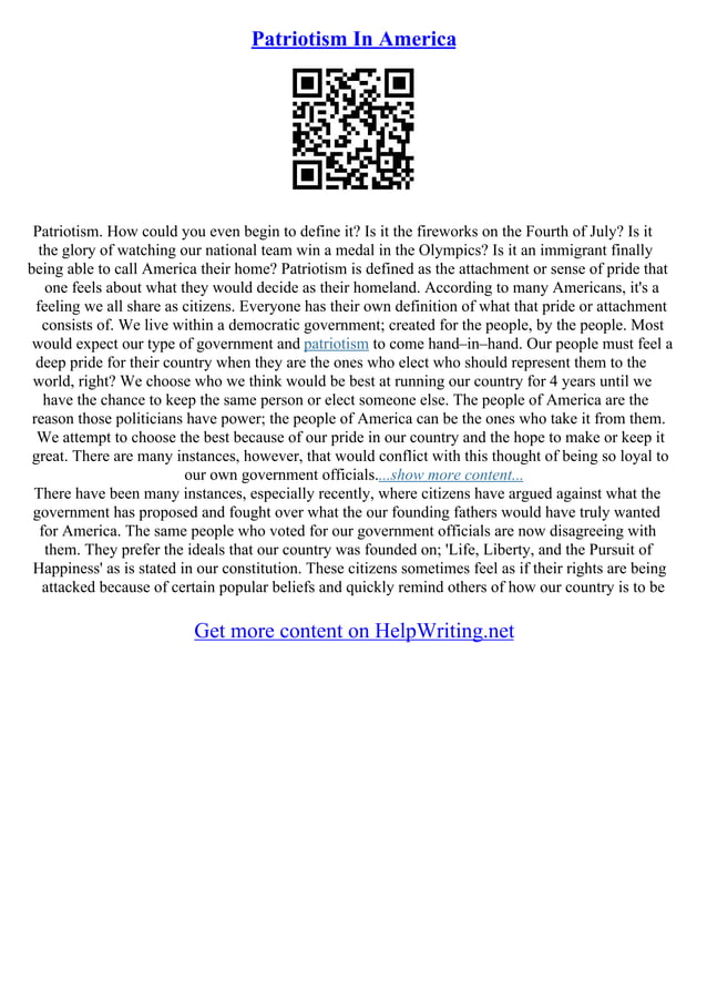 Essays On Patriotism | PDF