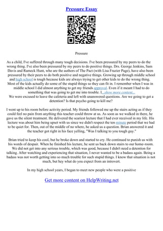 Essays On Peer Pressure | PDF