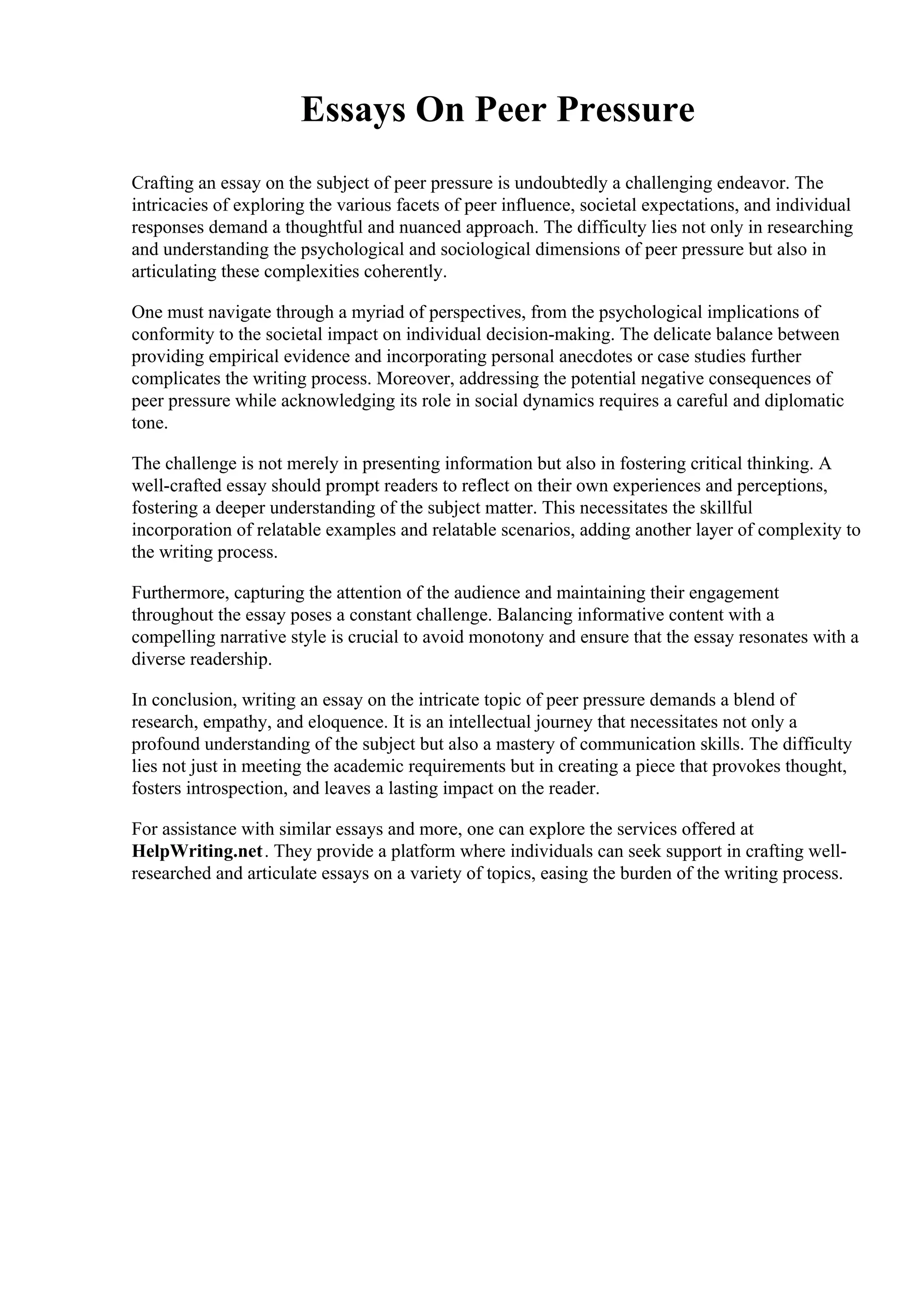 Essays On Peer Pressure.pdf