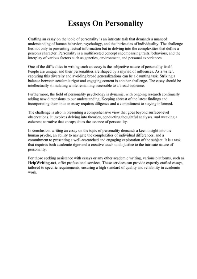 Essays On Personality. Bowie State University | PDF | Education