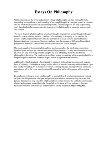 Essays On Philosophy.pdf | Homework and Study | Education
