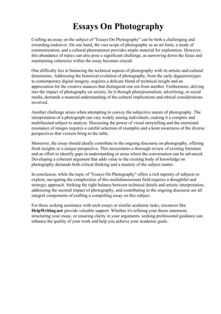 Essays On Photography | PDF