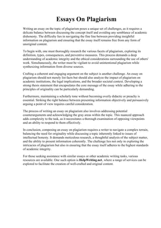 Essays On Plagiarism | PDF