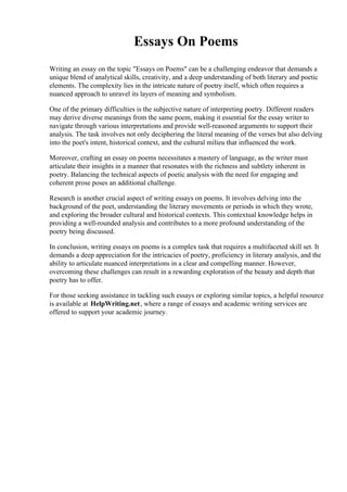 Essays On Poems | PDF