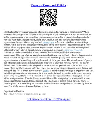 Essays On Politics | PDF