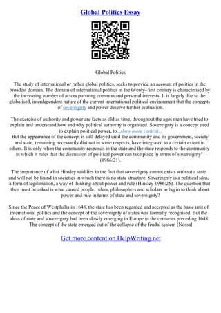 Essays On Politics | PDF