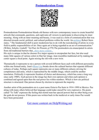 Essays On Postmodernism | PDF