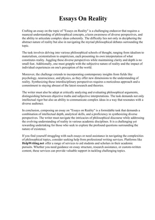 Essays On Reality.pdf