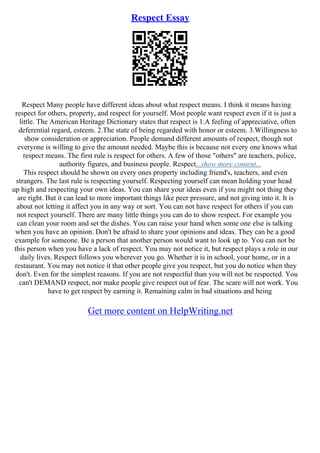 Essays On Respect | PDF