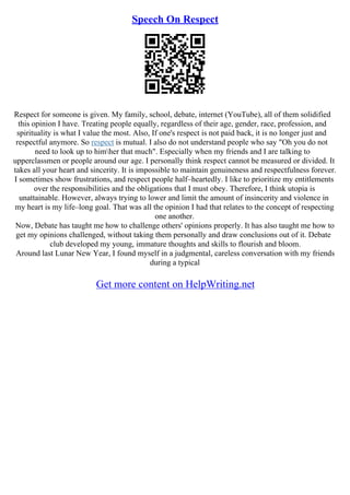 Essays On Respect | PDF