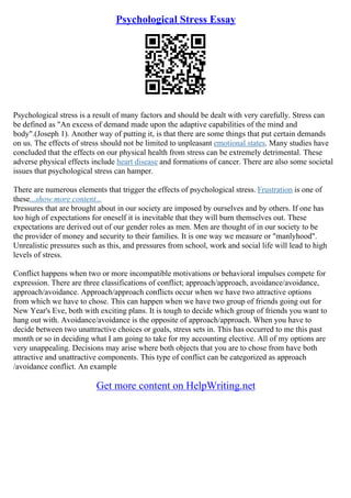 Essays On Stress | PDF | Diseases and Conditions | Medical Health