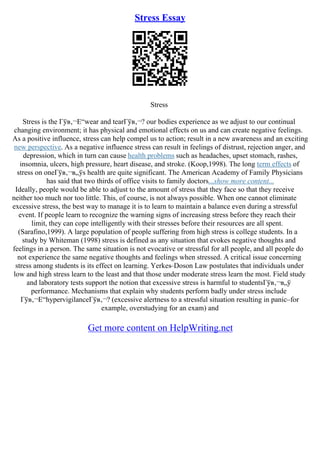Essays On Stress | PDF