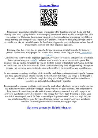 Essays On Stress | PDF | Diseases and Conditions | Medical Health
