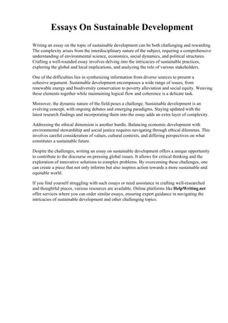 Essays On Sustainable Development | PDF