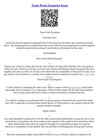 Essays On Teamwork | PDF