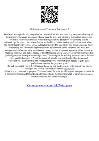Essays On Teamwork | PDF