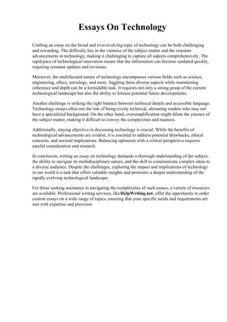 Essays On Technology.pdf | Technology & Computing