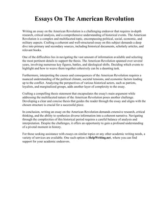 Essays On The American Revolution.pdf