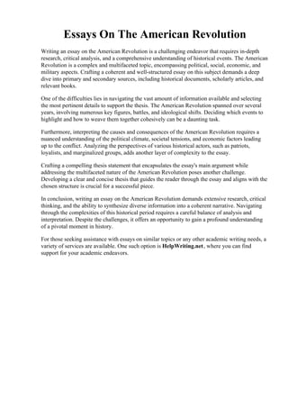 Essays On The American Revolution | PDF