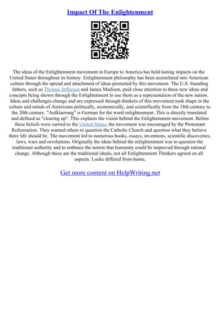 Essays On The Enlightenment | PDF