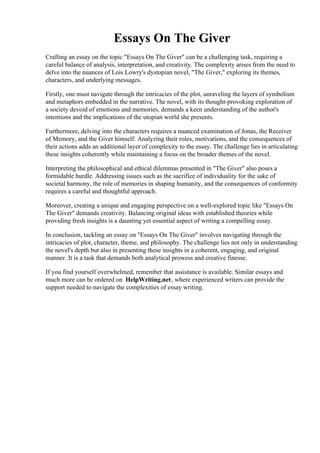 Essays On The Giver.pdf