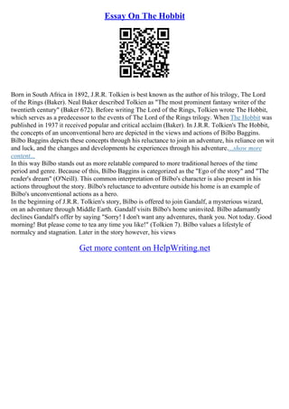 Essays On The Hobbit | PDF