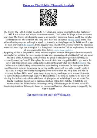Essays On The Hobbit | PDF