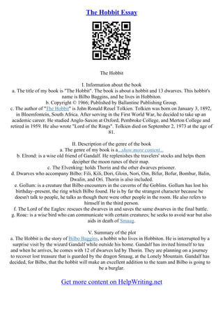 Essays On The Hobbit | PDF