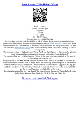 Essays On The Hobbit | PDF