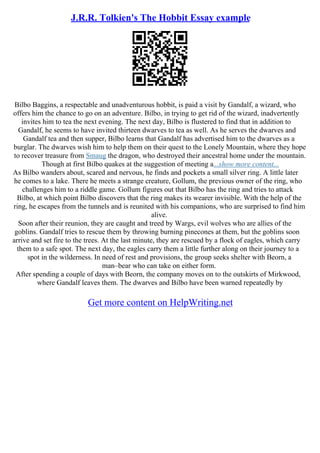 Essays On The Hobbit | PDF