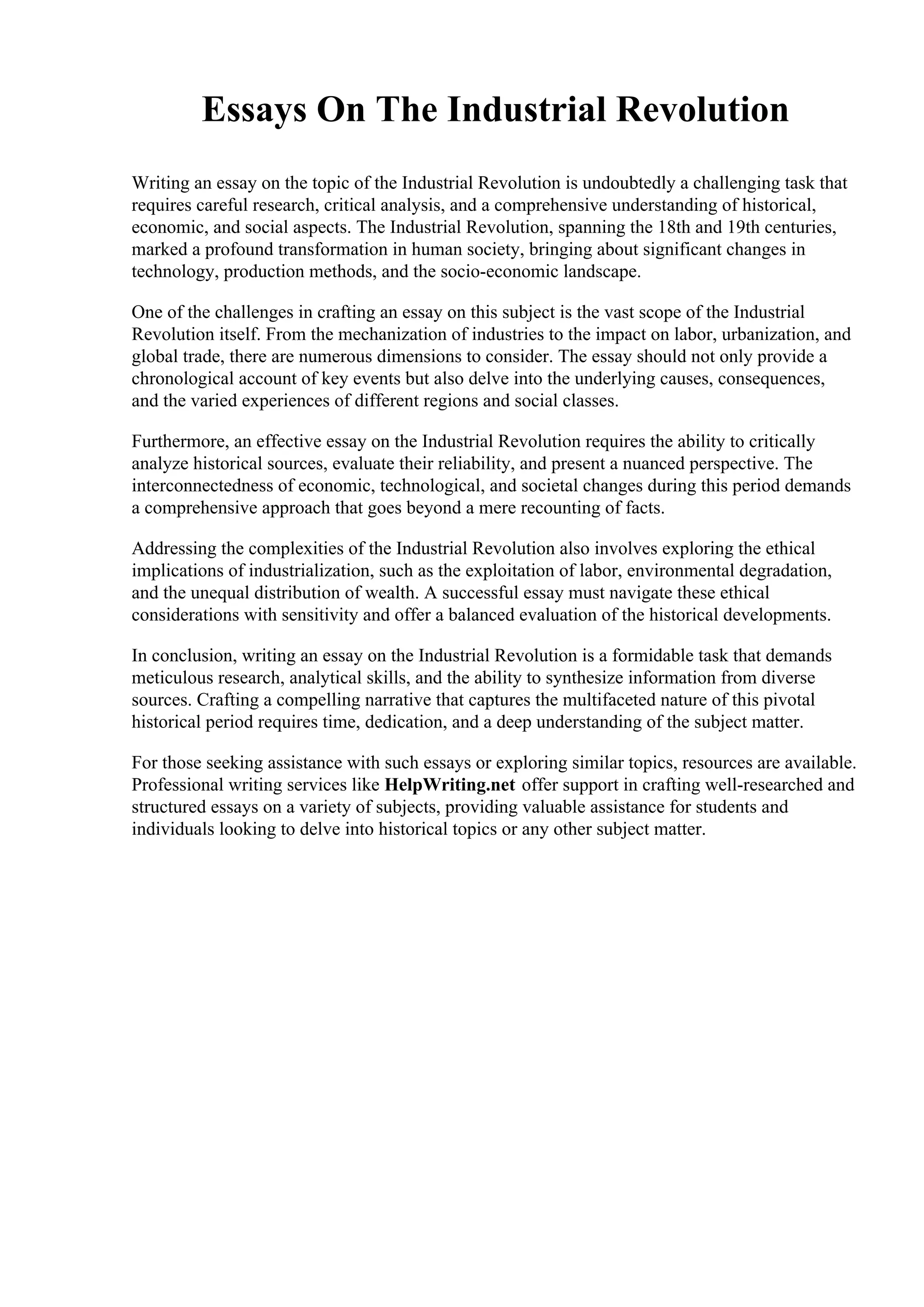 Essays On The Industrial Revolution.pdf