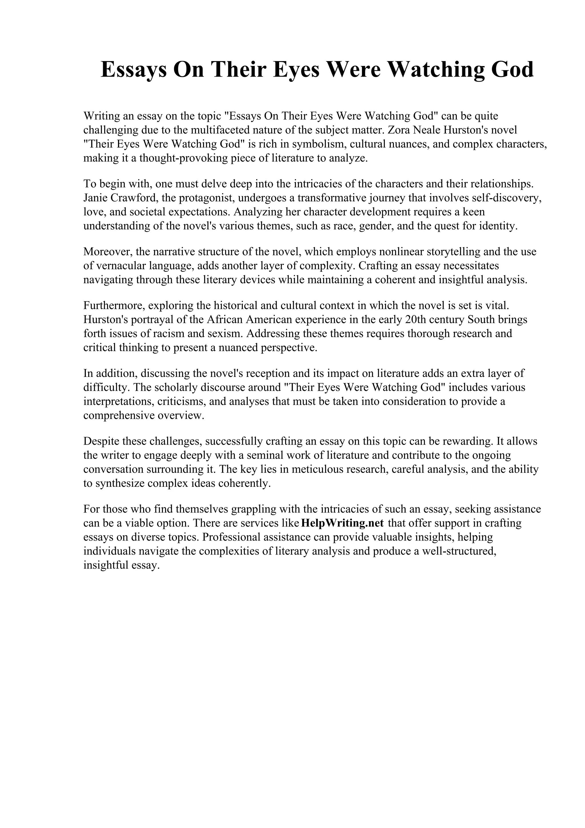 Essays On Their Eyes Were Watching God.pdf