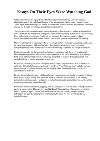 Essays On Their Eyes Were Watching God.pdf | Homework and Study | Education